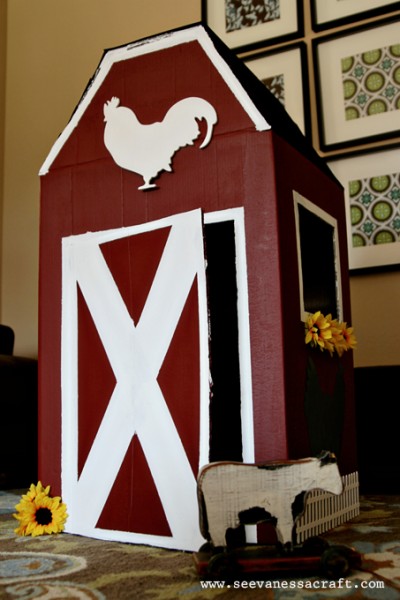 (diy tutorial) cardboard box barn - See Vanessa Craft