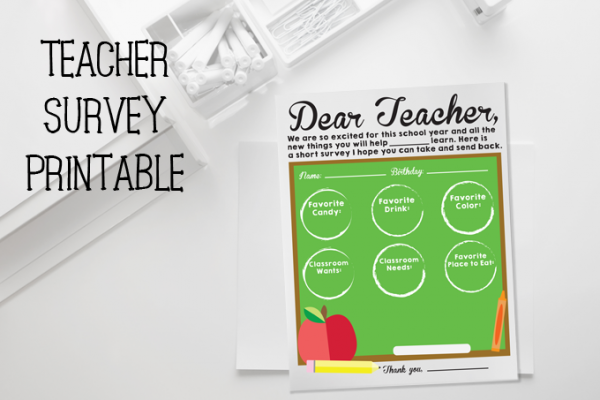 Printable: Back to School Teacher Survey - See Vanessa Craft
