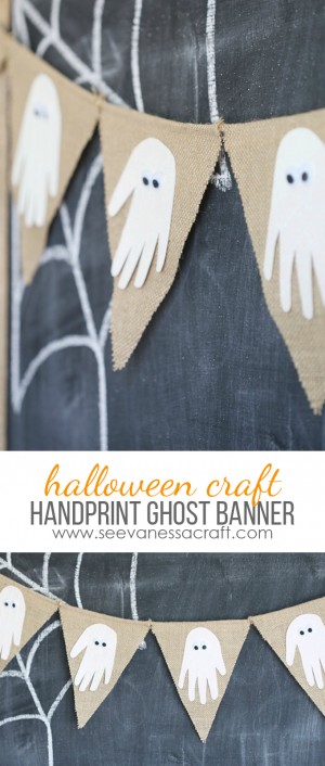 Halloween: Handprint Ghost Banner - See Vanessa Craft
