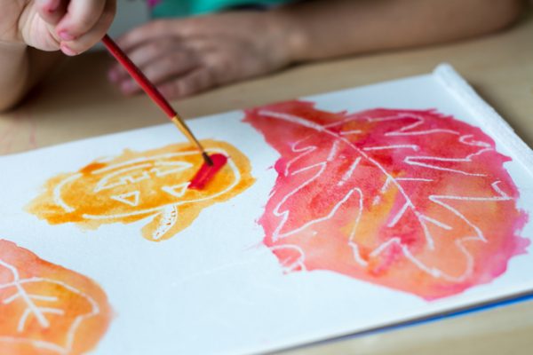 Kid Friendly: Fall Watercolor White Crayon Resist Art for Kids - See ...