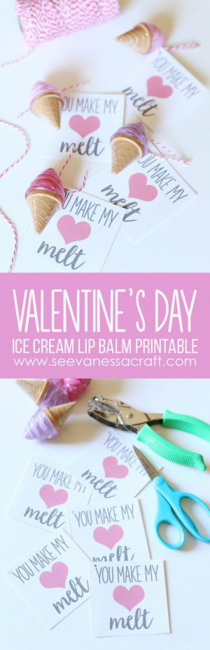 Valentine's Day: Printable Ice Cream Lip Balm Cards - See Vanessa Craft