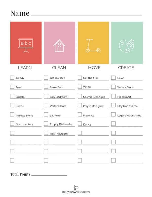 Free Printable Quarantine Responsibility Chart for Kids