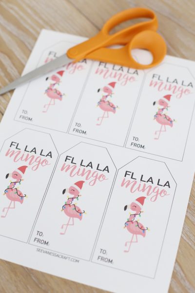 Christmas Flamingo Printable Gift Tags - See Vanessa Craft